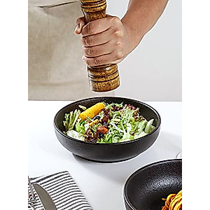 Ghaexui Ceramic Pasta Bowls, Salad Bowls, Large Serving Bowl Set - 35 Ounce, Set of 4, Matte Black
