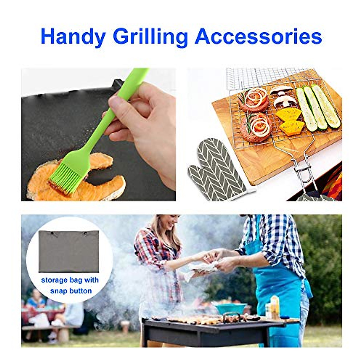 Fish Grill Basket, Fish Basket Non-stick Stainless Steel Foldable Nets Portable with Removable Handle Easy-to-flip for Steaks Seafood Vegetables Outdoor Barbecue