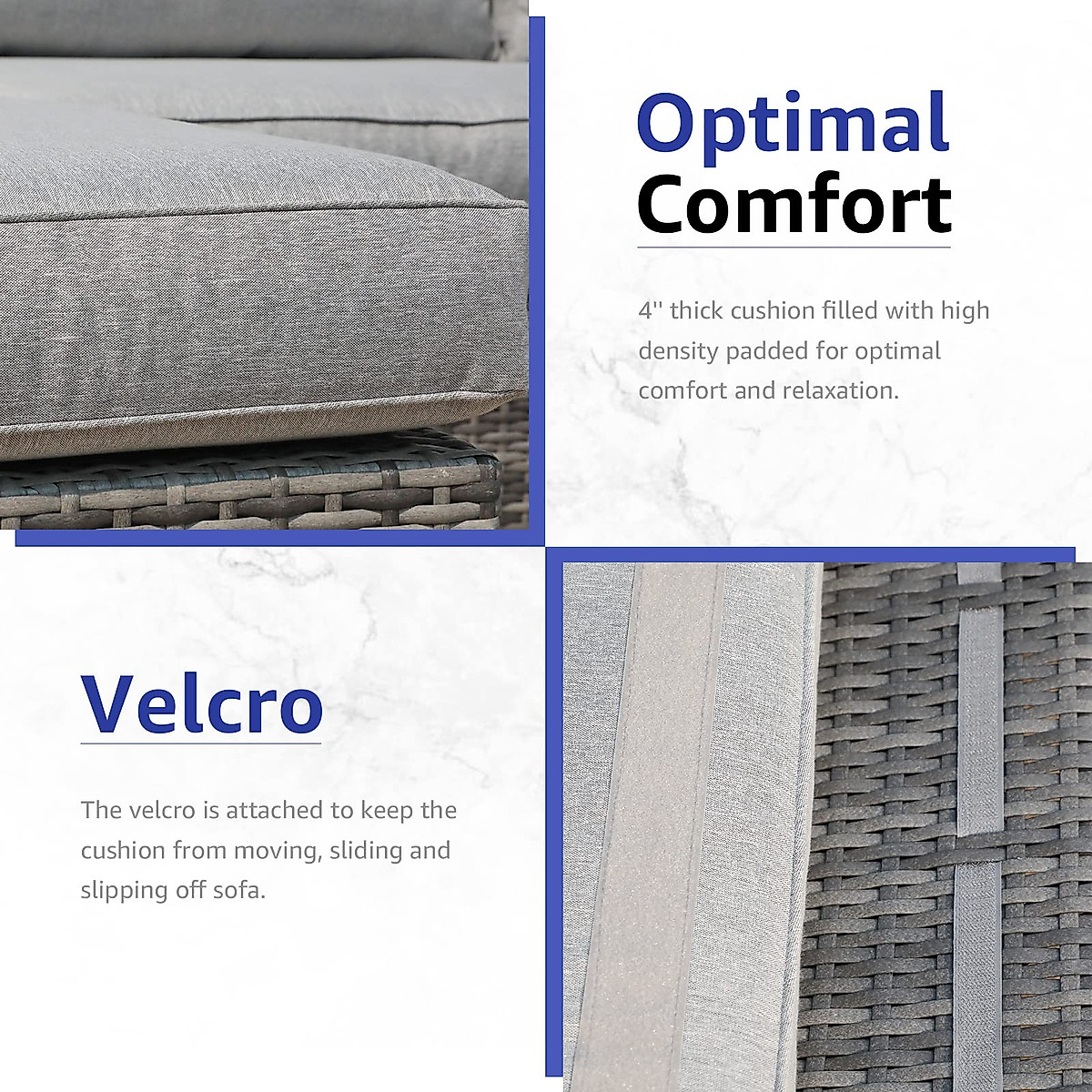 Patiorama 3-Piece Patio Furniture Set, Outdoor Sectional Sofa, All-Weather Grey PE Wicker Rattan Conversation Set,Outdoor Couch Loveseat,Patio Seating for Porch Balcony Garden Pool(Light Grey Cushion)