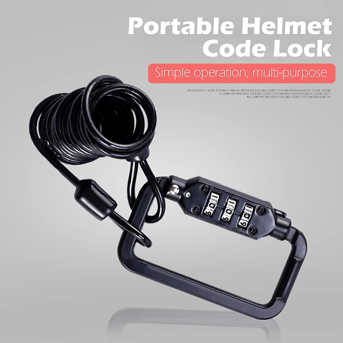 Hometu Motorcycle Helmet Lock with Cable - Heavy Duty Universal 4-Digit Combination Cable Lock Caribeaner for Bike Luggage Backpack