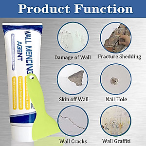 Drywall Repair Kit,100% Safe Wall Spackle Repair Paste,2 Pack Wall Repair Patch Kit with 2" Drywall Patch, Plaste Wall Hole Filler Putty for Filling Walls, Screw, Nail Hole, Wall Mending Agent