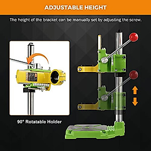 BEAMNOVA Drill Press Stand for Hand Drill Benchtop Industrial Kit Tool Holder 90 Degree Clamp Workbench Repair Tool