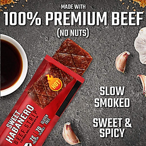Jack Link's Protein Bars, Sweet Habanero, 12 Count - 7g of Protein and 80 Calories Per Jerky Bar, Made with Premium Beef, No added MSG - Keto Friendly and Gluten Free Snacks