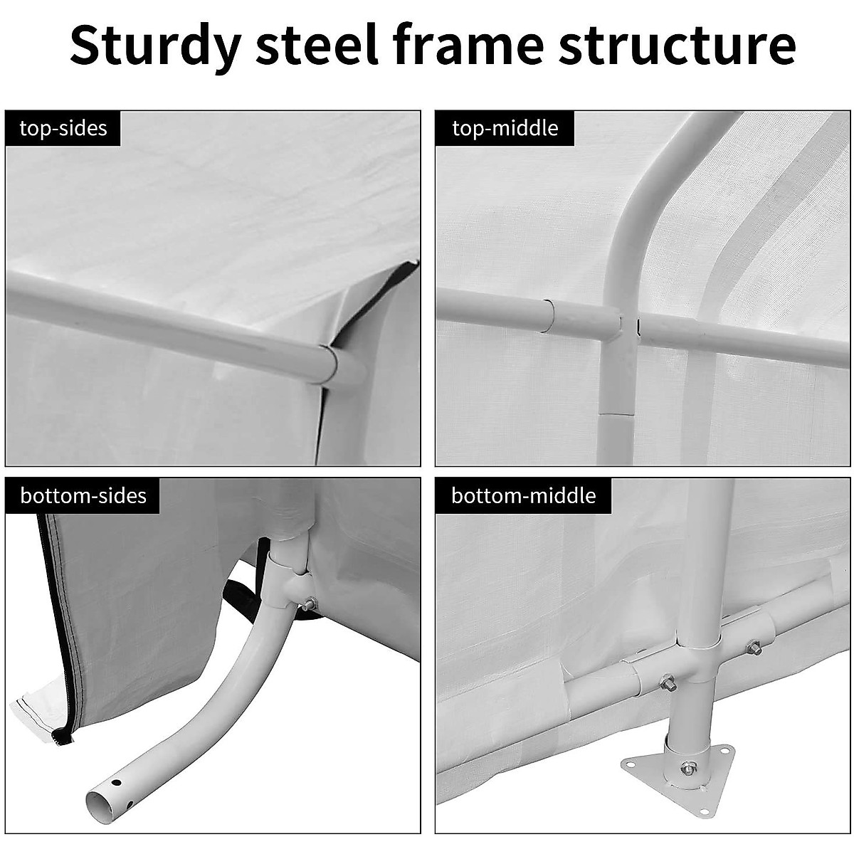 PUPZO Outdoor Patio 10x17 FT Heavy Duty Carport Car Canopy Garage Shelters 8 Steel Legs Waterproof Anti-Exposure White
