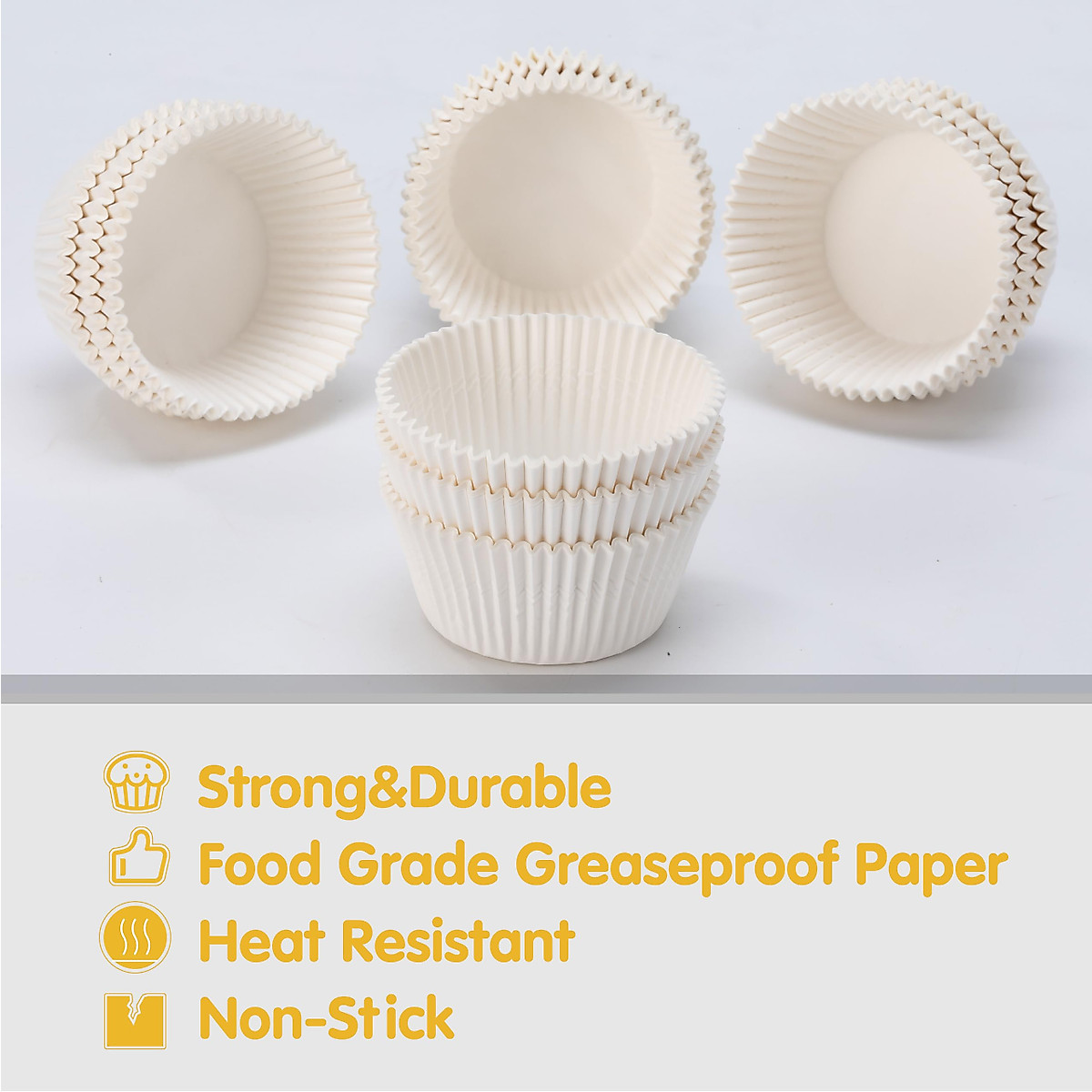 Jumbo Cupcake Liners 300 pcs White Muffin Liners No Smell,Food&Grade,Greaseproof Paper Baking Cups, Cupcake Wrappers For Party,Christmas by GoldenBakeryFamily