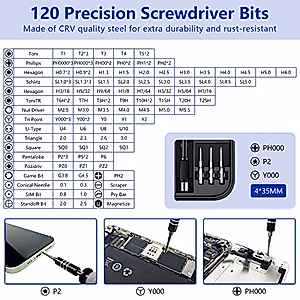 Precision Screwdriver Set 130IN1 TOPWAY Mini Screwdriver Tool Kit with 120 Bits Small Magnetic Torx Screwdriver Set for PC Laptop iPhone iPad MacBook Watch PS4 Xbox