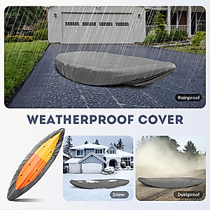 Relaxyee Kayak Cover Waterproof Kayak Canoe Cover Storage Dust Cover UV Protection Paddle Board Cover Fishing Boat Sunblock Shield for Outdoor Storage