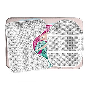 Wondertify Mermaid Bathroom Antiskid Pad Little Cute Fantasy Fish Girl Fishes Seashells 3 Pieces Bathroom Rugs Set, Bath Mat+Contour+Toilet Lid Cover