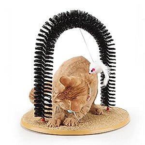 Cat Scratcher,Cat Arch Self Groomer for Indoor Cats,Cat Scratching Post,Pet Face Head Self Grooming Brush,Kitten Hair Massaging Rubbing Brush for Shedding with Bristle & Interactive Hanging Toy