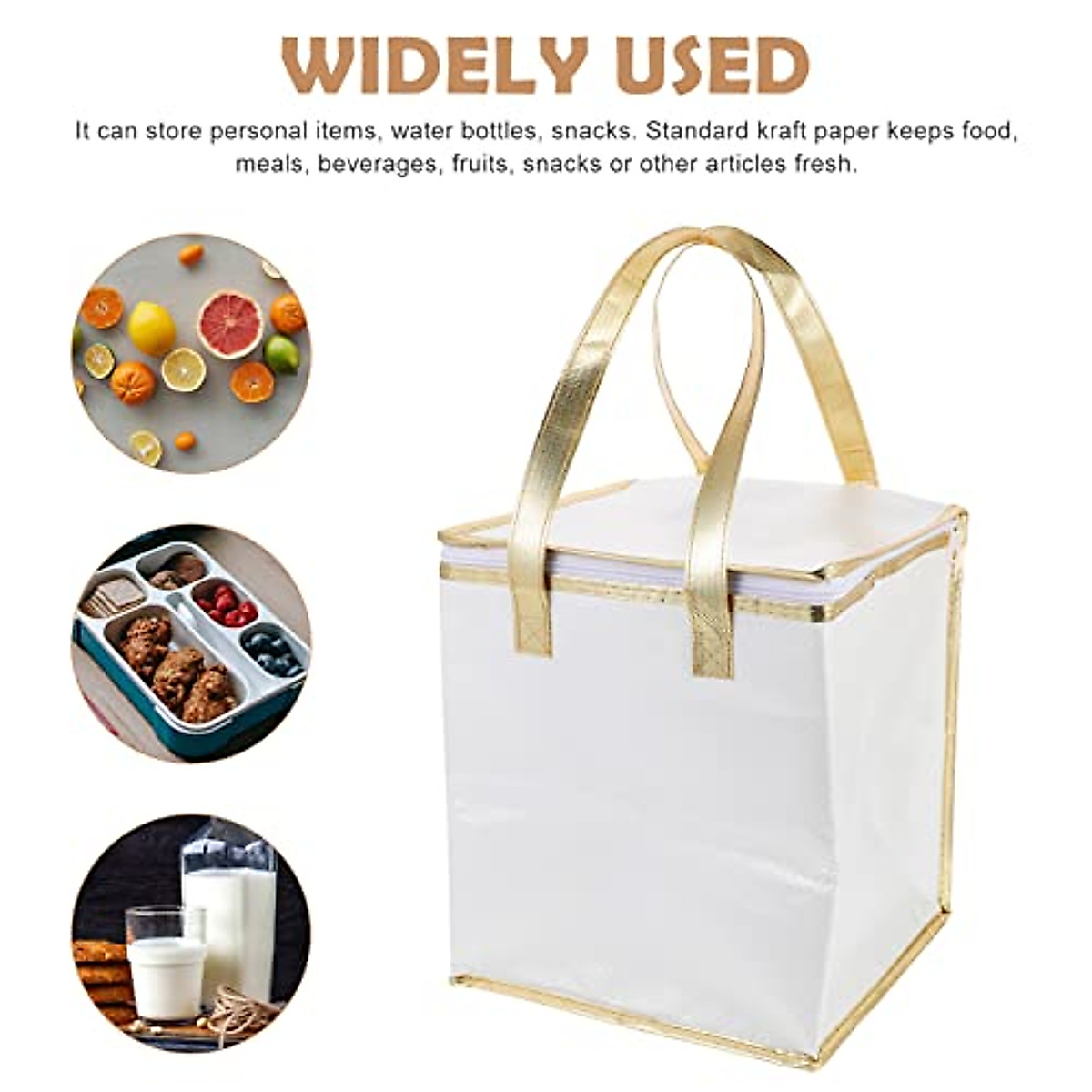 Luxshiny Insulated Grocery Bag Pizza Delivery Bag, Insulated Carrier Bags White Delivery Bags Grocery Bags for Pizza Food Dinner (26x30cm) Grocery Tote Bags