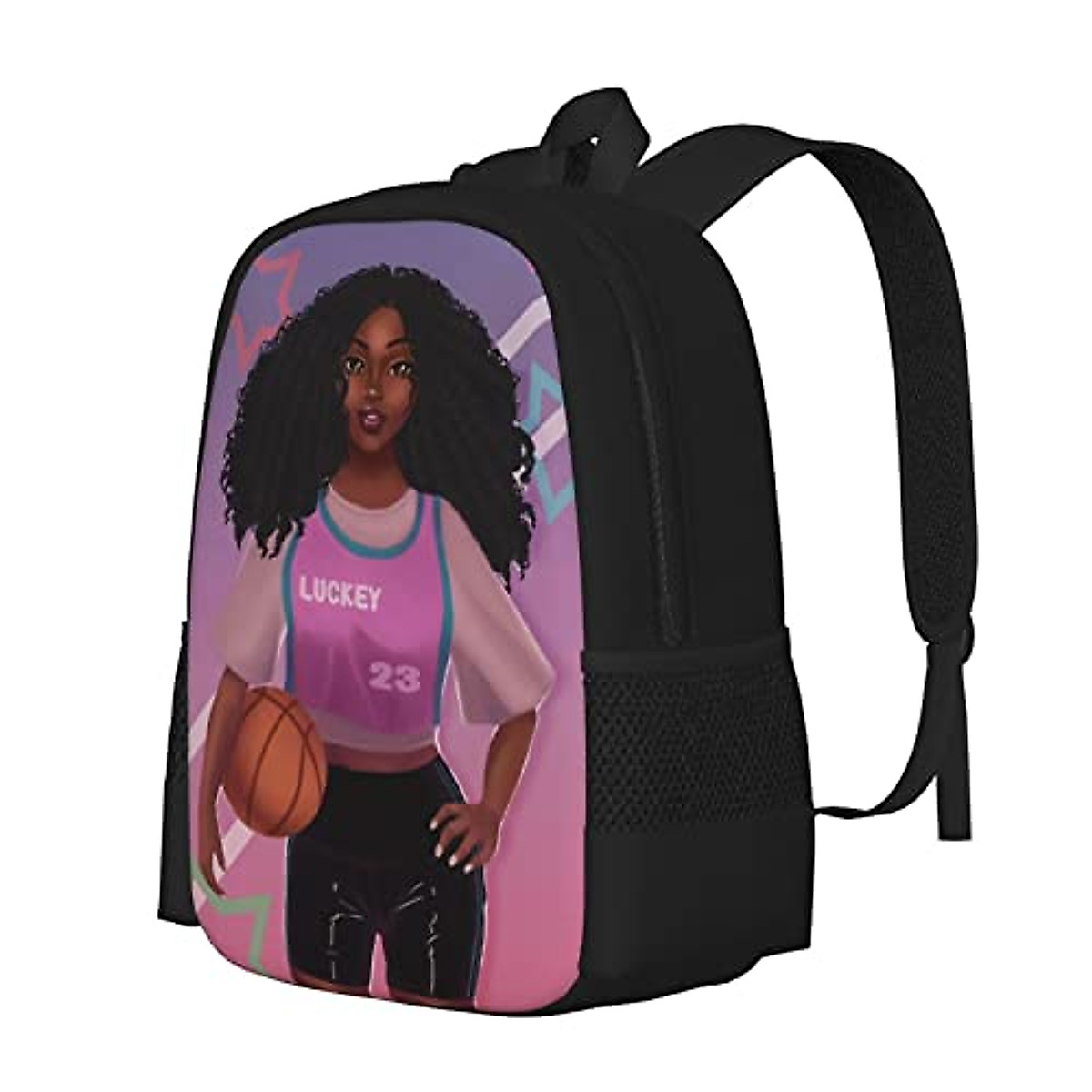 Black Girl Magic Backpack African Black Girl Book Bag for Women Teens Girls Kids, Afro African Girl Hold Basketball Bookbag, African American Laptop Backpack, Unique Back to School Gifts, 17 Inches