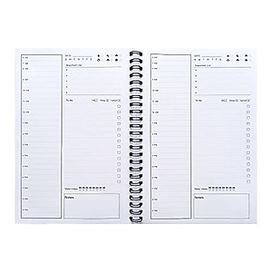 Cheneyboo Daily Planner Undated, To Do List Notebook with Hourly Schedule Goal Planner, Set Clearly Goals Increase Productivity, 120 Pages ,5.7"x 8.4", Black