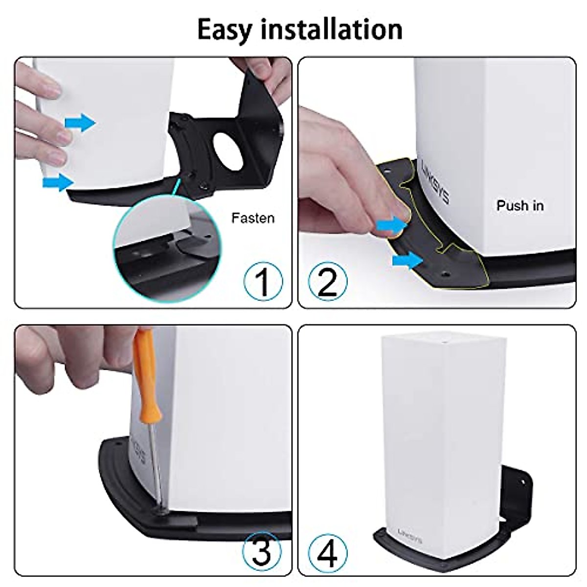VOMENC Linksys Velop WiFi 6 Mesh Router Wall Mount Bracket Wall Mount Stand Holder,WiFi Accessories for Linksys Velop WiFi 6 MX5 with Easy Installation and Space Saving (2-Pack)