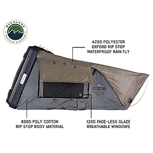 Overland Vehicle Systems Bushveld II Hard Shell Clam Shell Roof Top Tent with Aluminum Base Dark Grey Body and Green Rainfly - 2 Person Tent - Four Seasons Ready