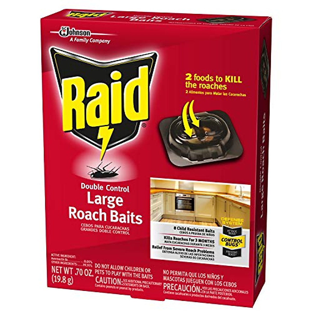 Raid Double Control Large Roach Bait, 8 CT (Pack of 3)