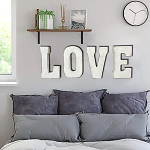 ABELOTS Large Wood Letter Distressed White Wash Alphabet Wall Décor Monogram Letter Alphabet Letters Free Standing Letters Wall Letters (M)