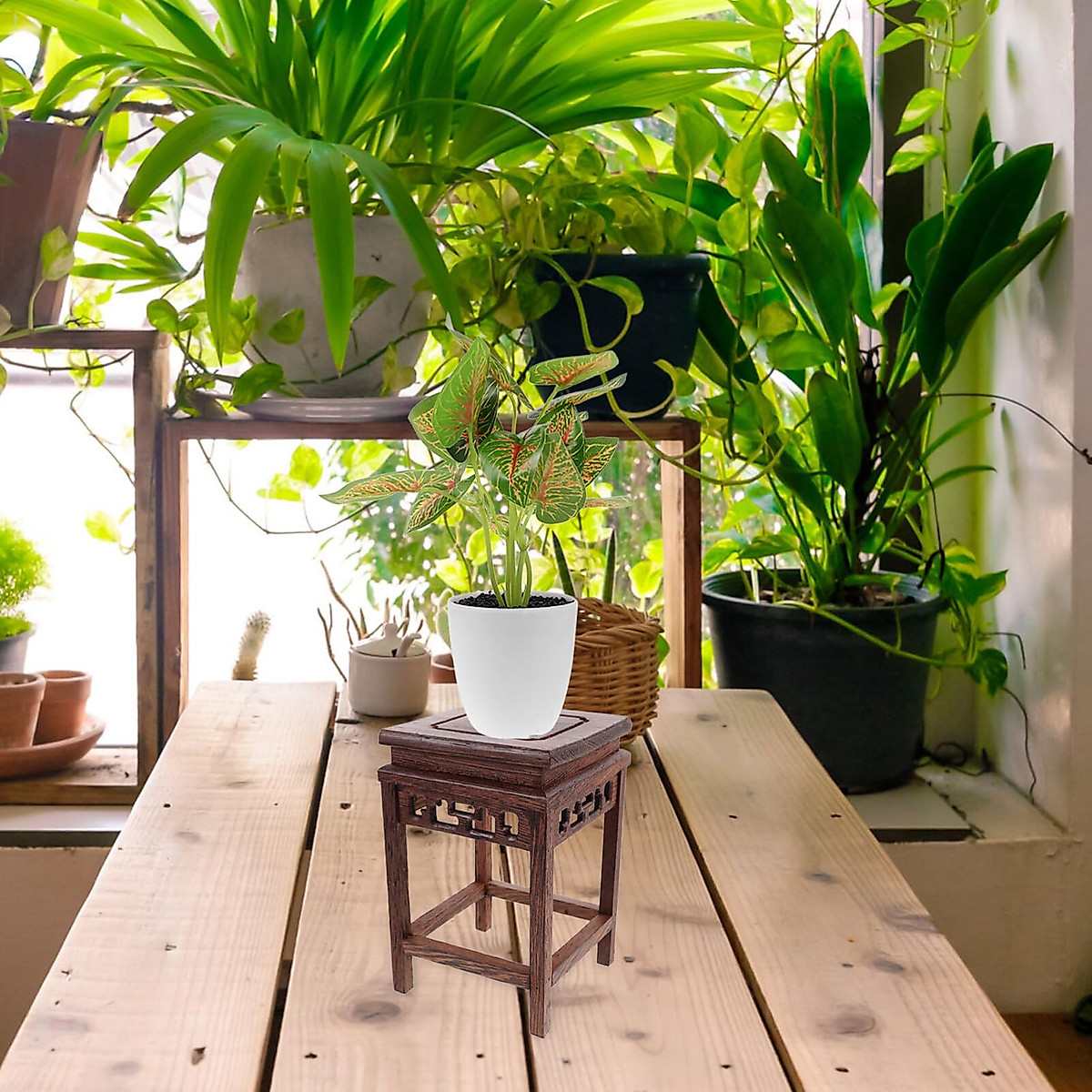 Cabilock Tall Plant Stand Pot Holder Flower Shelf Rack Display Table Wood Plant Riser Stands Stool Bonsai Holder