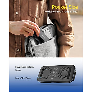 Hohosb Magnetic Charging Station, 3 in 1 Foldable Wireless Charger Stand[Compatible with Magsafe Charger] for iPhone 15/14/13/12 Series, AirPods Pro/3/2,Apple Watch/iWatch(18W Adapter Included)-Black