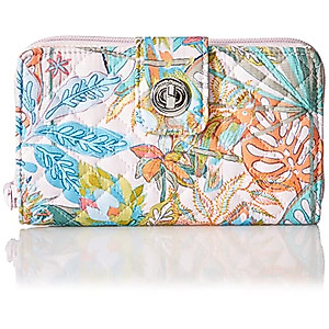 Vera Bradley Women's Cotton Turnlock Wallet With RFID Protection, Rain Forest Canopy - Recycled Cotton, One Size