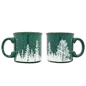 Black Lantern Coffee Mugs – Forest Landscape Ceramic Coffee Mug for Women and Men - Coffee Cappucino and Hot Chocolate Mugs - Rustic Campfire Coffee Mug
