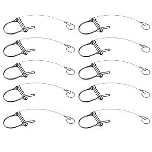 HILILON Trailer Coupler Pin, 5/16-Inch Diameter x 1-3/4-Inch Long Prevents Loss, Plastic Coating Tether, Length 11-1/2" with Steel Quick Release Ring 10Pcs