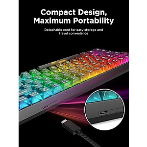 Lenovo Legion K510 Mini Pro Wired Mechanical Gaming Keyboard - 75% Compact Design, RGB Illumination, Hot-Swappable Mechanical Switches, Programable Keys