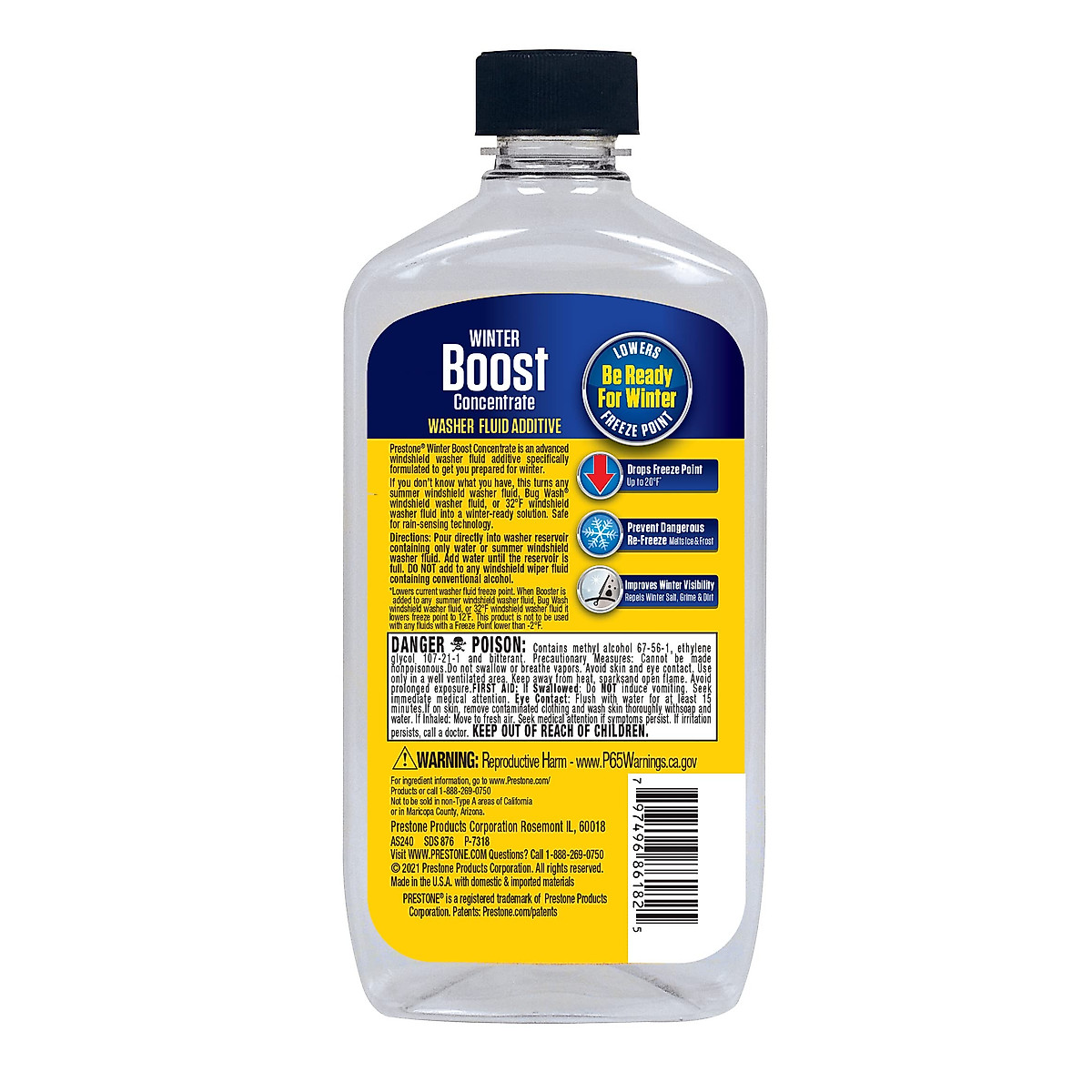 Prestone AS240 Windshield Washer Fluid Booster De-Icer Additive - 15.5 oz.