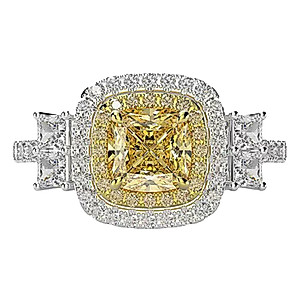 Chunky Rings for Women Jewelry Engagement Cut Wedding Stone Gift White Ring Handmade Luxury Rings (Gold, 8)