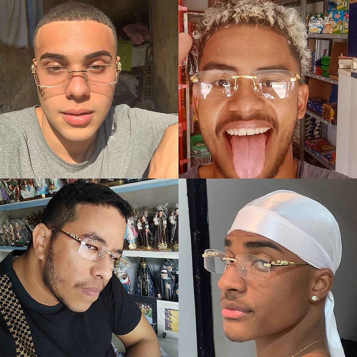 JUDOO Fashion Rimless Rectangle Sunglasses for Women Men Trendy Tinted Lens Frameless Shades UV400 Protection Lens