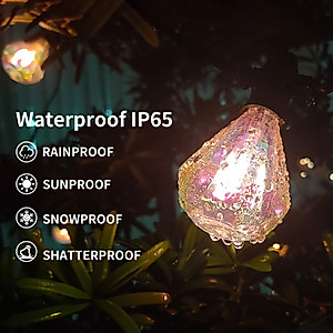 ZOTOYI 27FT Solar String Lights Outdoor Waterproof, Solar Powered Patio Lights with 12+1 Diamond Shaped Bulbs, Shatterproof LED String Lights for Home Yard Pergola Wedding Garden Party, 2200K