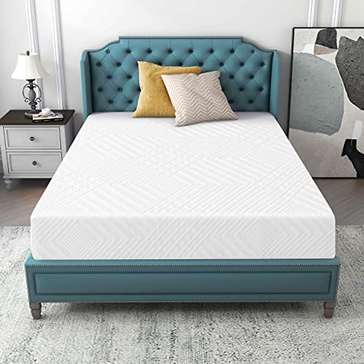 IULULU 10 Inch Twin Size Memory Foam Mattress, Bed in a Box Mattresses, Breathable Removable Quilted Cover, Medium Feeling, White