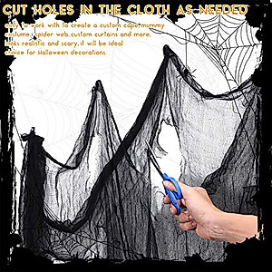 79 x 315 Inch Halloween Creepy Cloth Spooky Cheesecloth Gauze Hanging Cheesecloth for Halloween Scary Party Supplies Haunted House Doorway Stairway Window Table Wall Decorations (Black)