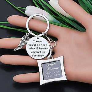 CYTING Wedding Bouquet Photo Charm I Know You'd Be Here Today If Heaven Weren't So Far Away Memorial Photo Frame Keychain Remembrance Jewelry Bridal Shower Gift (I know you'd be here today)