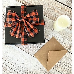 Pumpkin Orange and Black Gingham Buffalo Plaid Ribbon，Thanksgiving Fall Wired Edge Ribbon Halloween Christmas Wrapping Ribbon Wired Craft for Holiday Wrapping, Bow Crafts Decoration