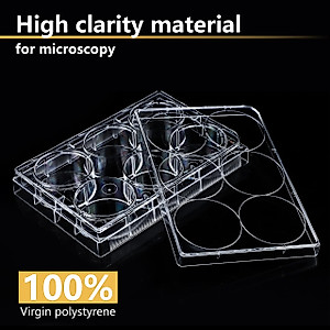 4E's USA 6 Well Cell Culture Plate with Lid, Tissue Culture Treated Plate, Sterile, Individual Packing, Pack of 5 Plates
