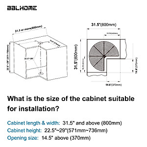 BBLHOME 28'' 2 Tier Lazy Susan Kitchen Base Cabinet Corner Organizer, 360° Rotating Blind Corner Wire Susan Kidney Shaped Cabinet Mounted