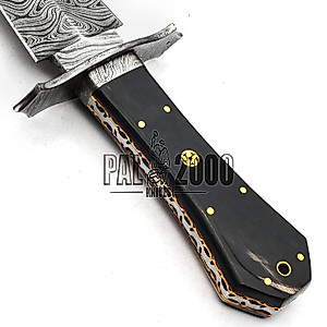 PAL 2000 KNIVES DAG-9723 Custom Handmade Damascus Steel Knife With Leather Sheath