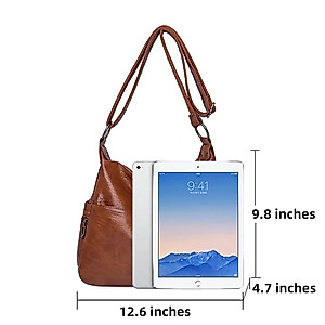 SULCET Crossbody Bag for Women Leather Multi Pockets Shoulder Purse Lightweight Travel Satchel Purse