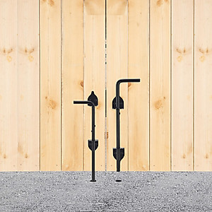 12" Cane Bolt Heavy-Duty Drop Rod for Gate, Gate Ground Latch for Wooden Fences Metal Gates Doors, Metal Gates Doors Stopper for Gate Ground, Wrought Iron Gate Latches, Black Finish(1 Pack)