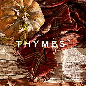 Thymes Pumpkin Laurel Statement Large Candle - Scented Candle with Notes of Nutmeg, Cinnamon, Clove, Pumpkin, and Orange Peel - Luxury Home Fragrance - Burnt Orange Pumpkin-Shaped Candle (15 oz)