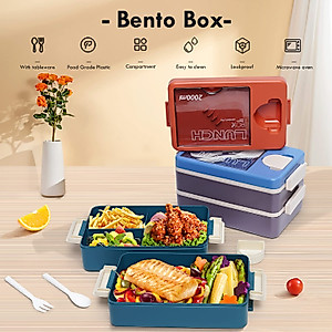 Aomola Bento Box Adult Lunch Box, 2000ML Bento Lunch Box with 4 Compartment for Older Kids or Teens, Tableware & Sauce Vontainers, BPA-Free, Dishwasher Safe, Food-Grade Materials, Leakproof (Orange)