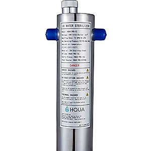 HQUA-TWS-12 Ultraviolet Water Purifier Sterilizer Filter for Whole House Water Purification,12GPM 120V, 1 Extra UV Lamp + 1 Extra Quartz Sleeve