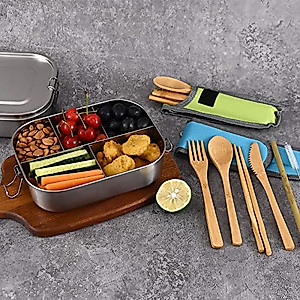 UPTRUST Stainless Steel Bento Lunch Food Box Container, 5-Compartment Large 1400ML Metal Bento Lunch Box Container for Kids or Adults with Lockable Clips to Leak Proof - BPA-Free - Dishwasher Safe