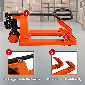 Tory Carrier Narrow Pallet Truck, Manual Hand Truck, Mini Pallet Jack, Foldable Handle and Forks 2200lbs Capacity 31.5" Lx15 W Froks
