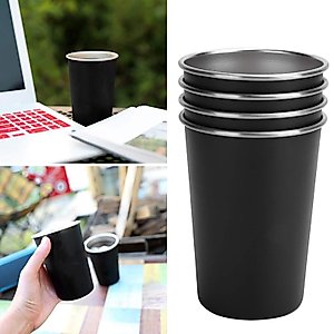 HEITIGN Beer Mug Camping Portable Beer Drinking Cup 4Pcs Stainless Steel Picnic Cup Beer Beverage Drinking Cup for Outdoor Mountaineering Camping Ideal for Home Gift