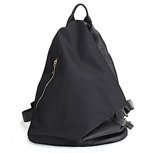 Camelia de Amour Women backpack purse Fashion Leather Rucksack medium size Nylon Rucksack (black/gold Hardware, 6.4L)