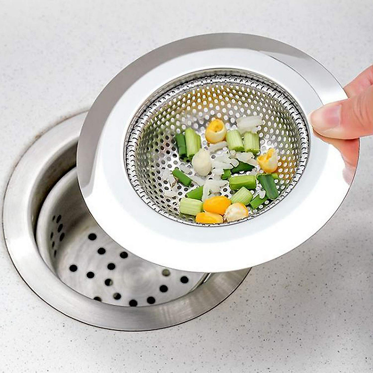 Kitchen Sink Strainer Kitchen Sink Stopper, Professional Stainless Steel Sink Filter, With Dense Mesh (2 PCS) for Draining Kitchen, Bathroom, Bathtub, Washbasin