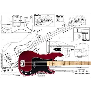 Plan of Fender Precision Bass 4 String - Full Scale Print