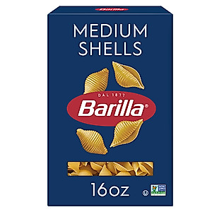 Barilla Medium Shells Pasta, 16 oz. Box - Non-GMO Pasta Made with Durum Wheat Semolina - Kosher Certified Pasta