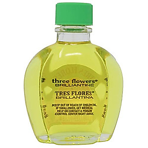 Three Flowers Brilliantine, Men Hair Styling Oil, Anti-Frizz, 2-Pack of 4 FL Oz, Bottles, amber